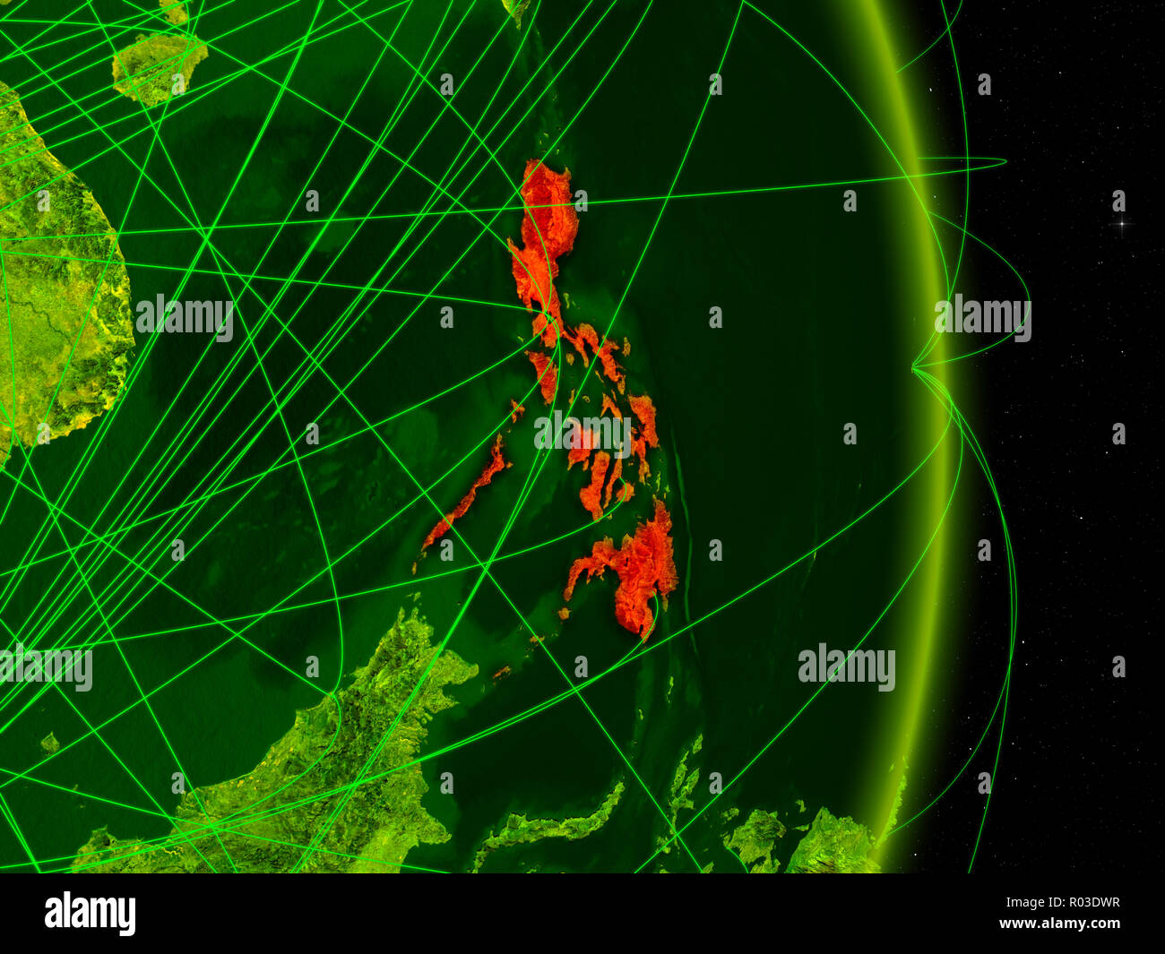 Philippines on digital planet Earth with network. Concept of ...