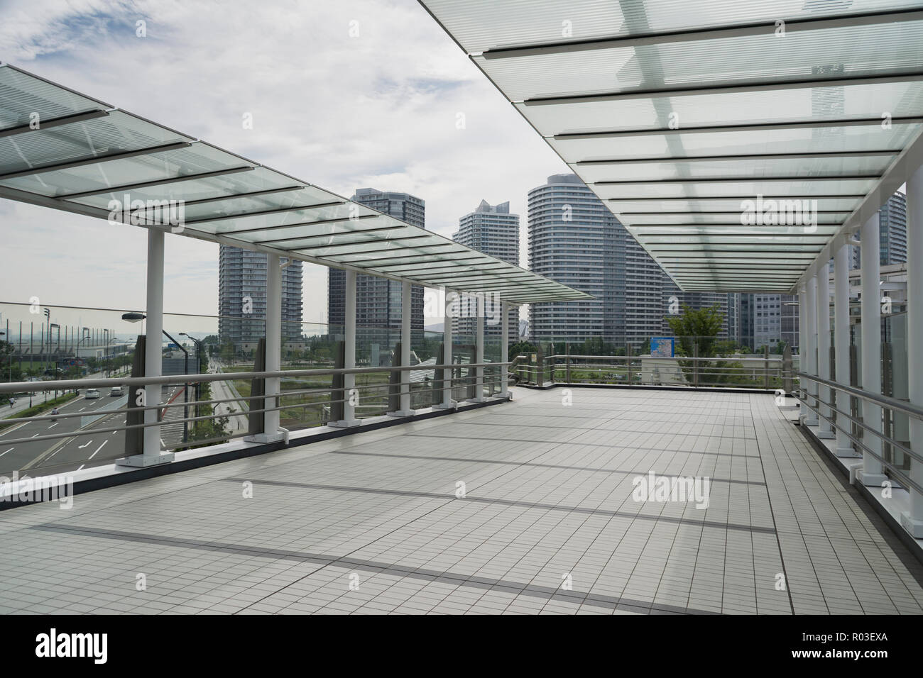 Transparent roofed corridors Stock Photo - Alamy