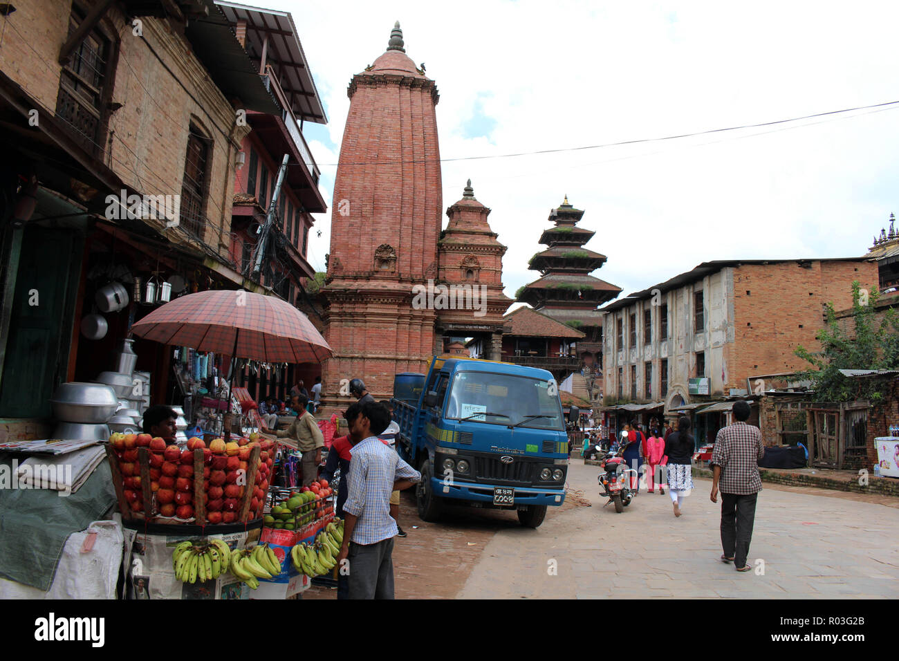 The street around Bhaktapur Durbar Square,an UNESCO Heritage in ...