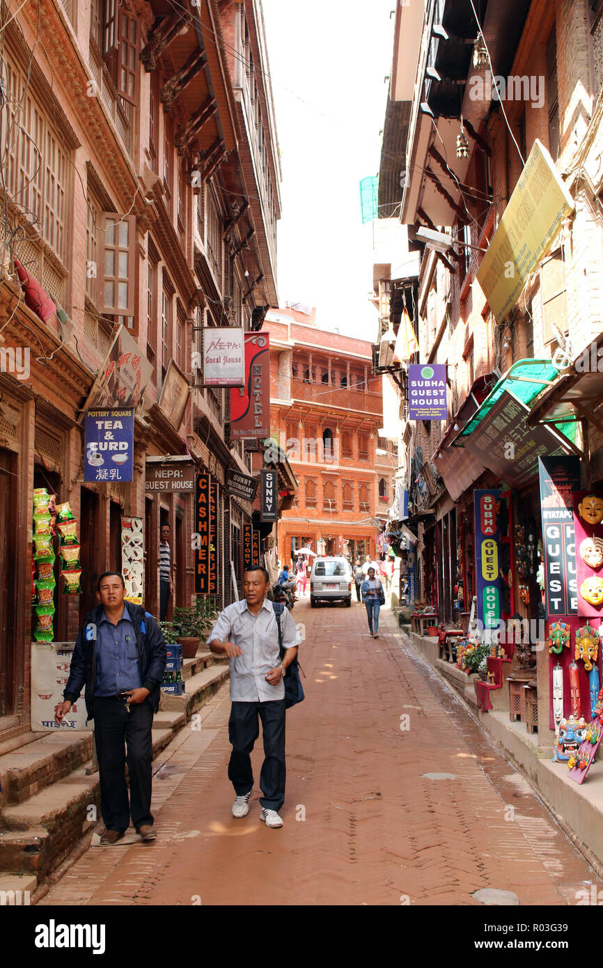 The street around Bhaktapur Durbar Square,an UNESCO Heritage in ...