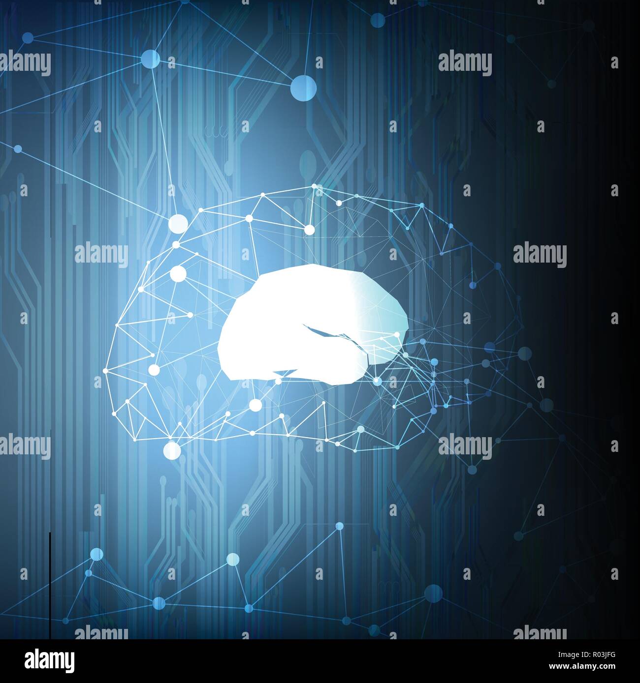 Vector abstract technological geometric brain background design Stock ...