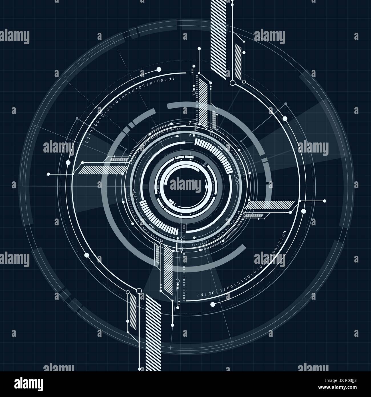 Vector abstract technological interface on grid style background design ...