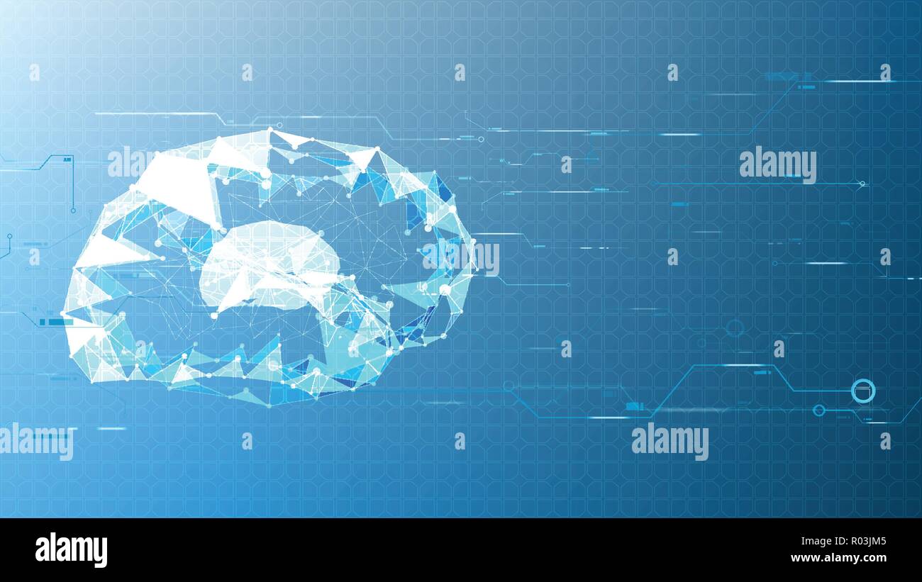 Vector technological abstract brain electronic background design Stock ...