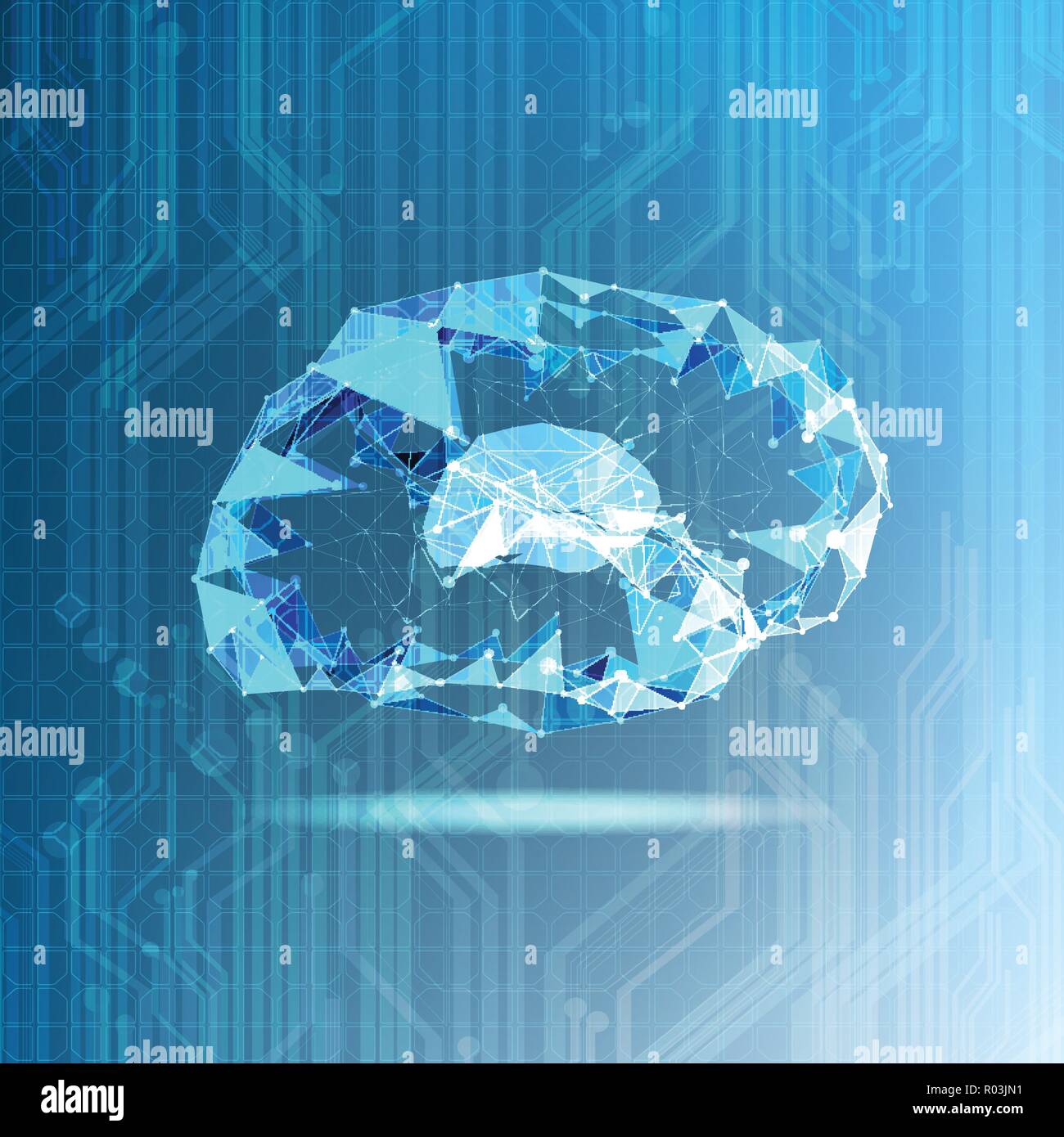 Vector technological abstract brain on circuit background design Stock ...