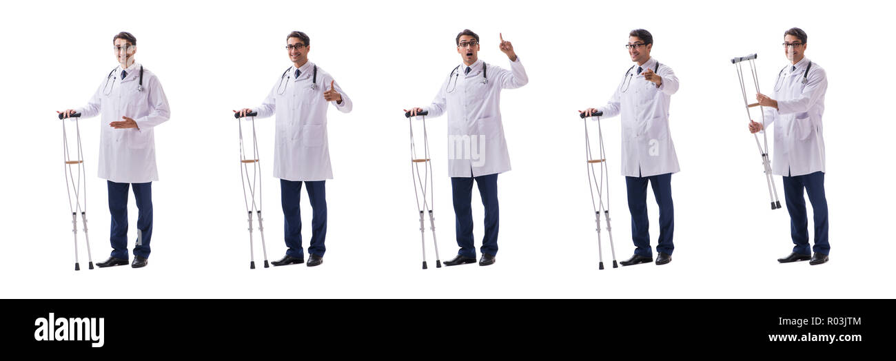 Young doctor physician standing walking isolated on white background ...