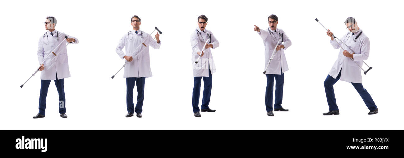 Young doctor physician standing walking isolated on white background ...