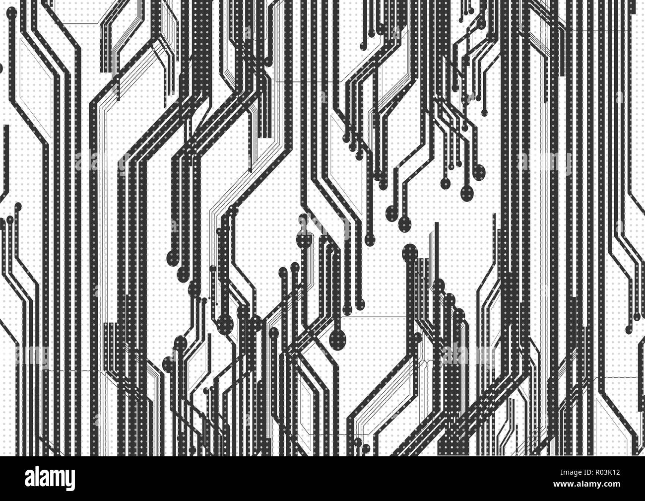 Technological abstract black circuit vector background design Stock ...