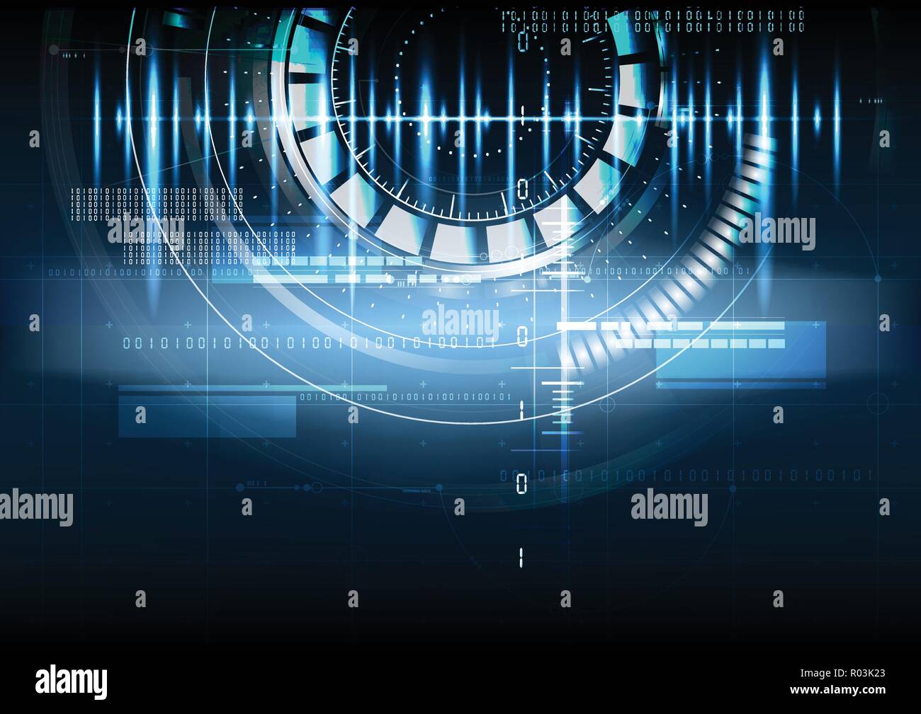 Technological abstract pulse digital interface background design Stock ...