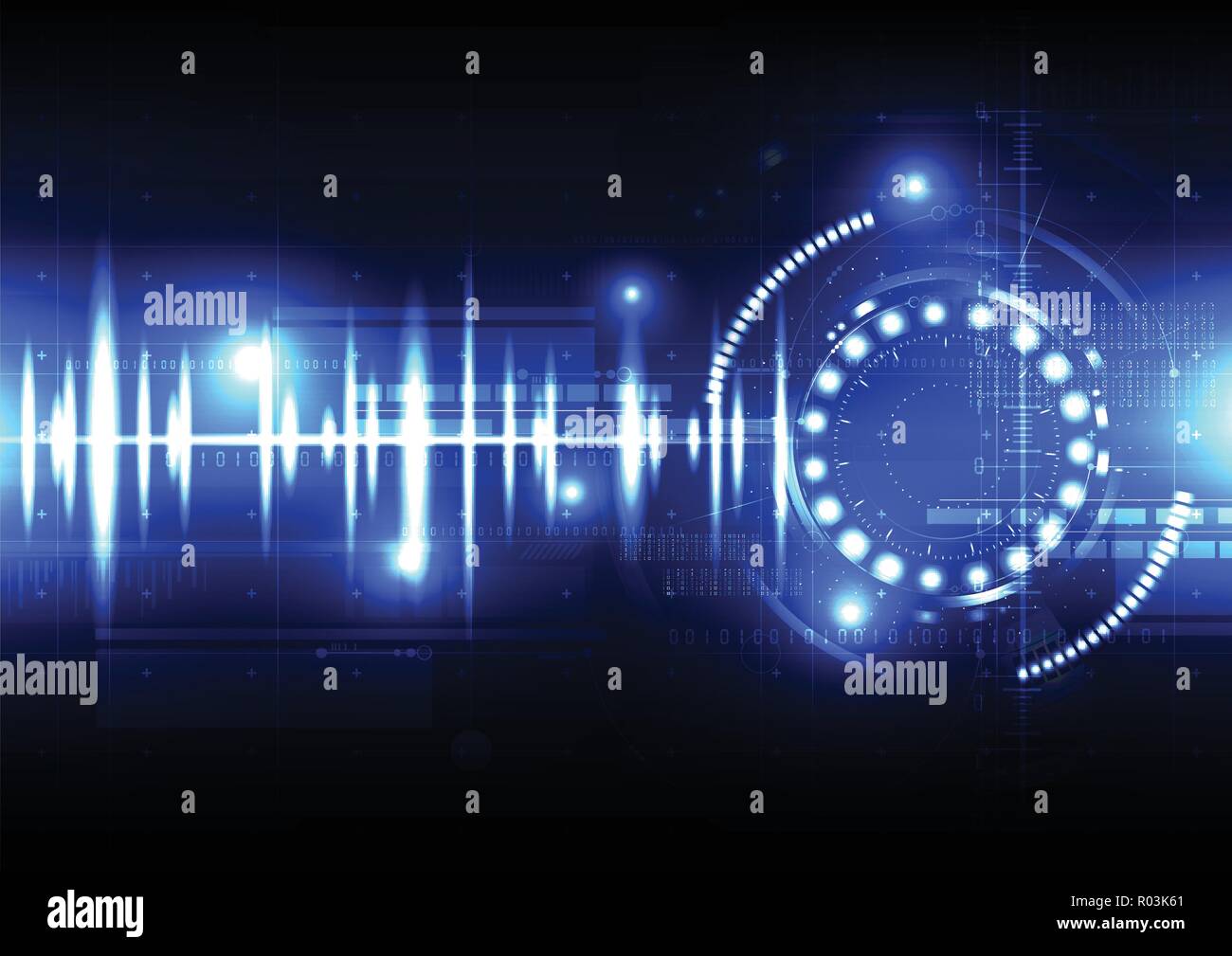 Technological spce sound wave light effect vector template background ...