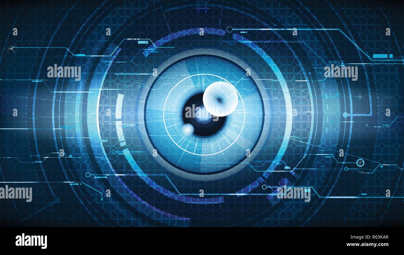 Abstract technological eye scanning security head-up display vector ...