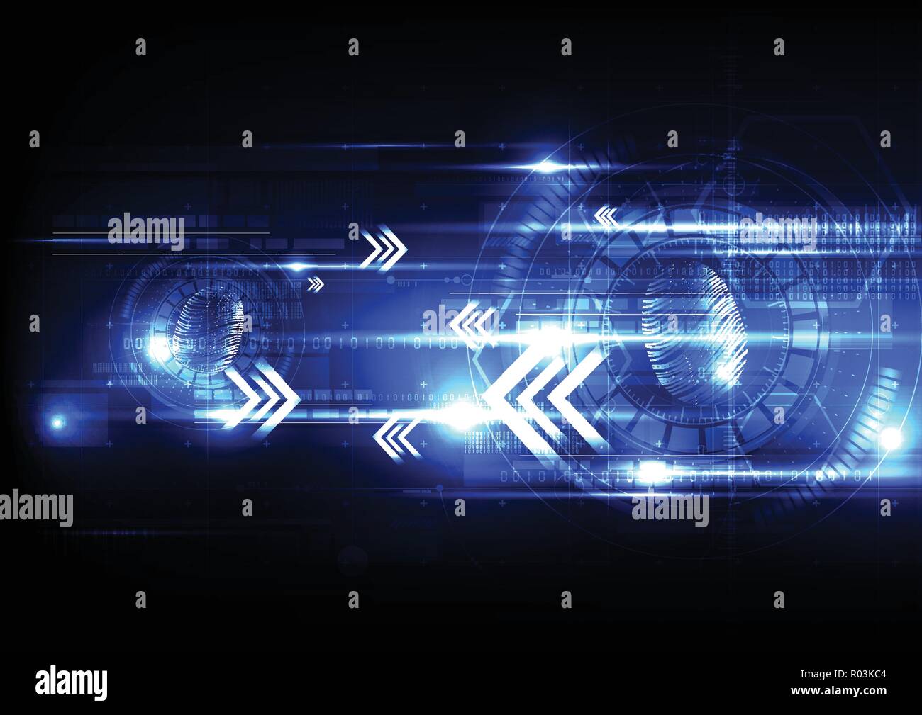 Technological fingerprint scanning hud security vector background ...