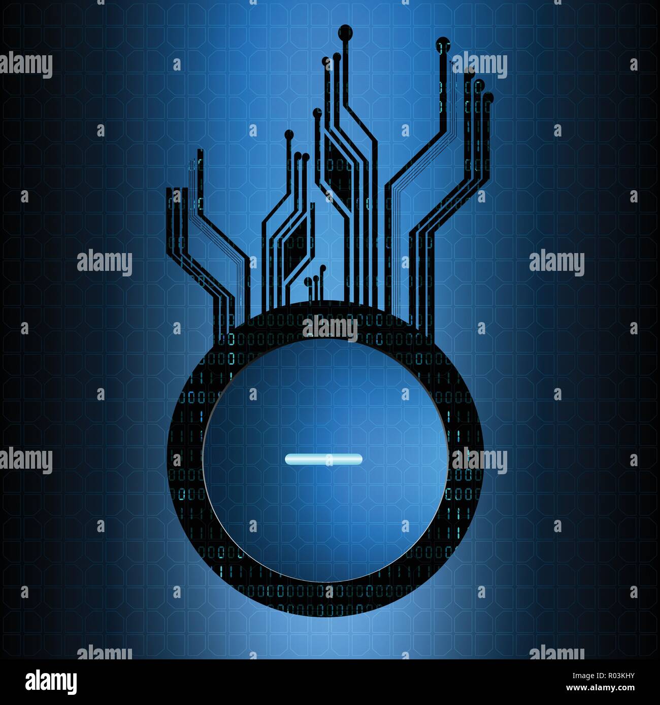 Abstract technological circuit button vector background design Stock ...