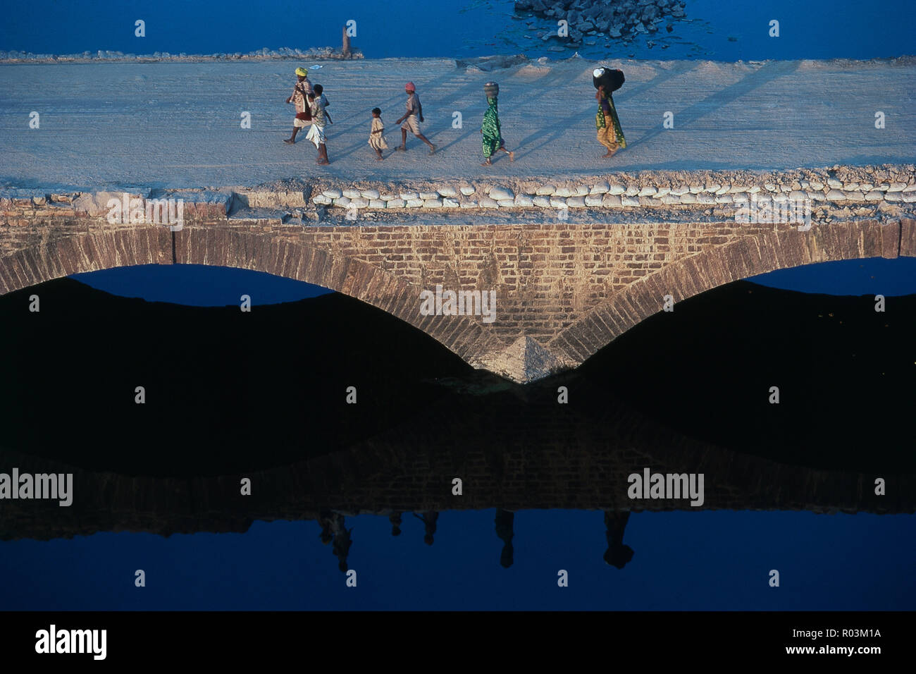 Old bridge on river Chambal & reflection, Kota, Rajasthan, India, Asia ...