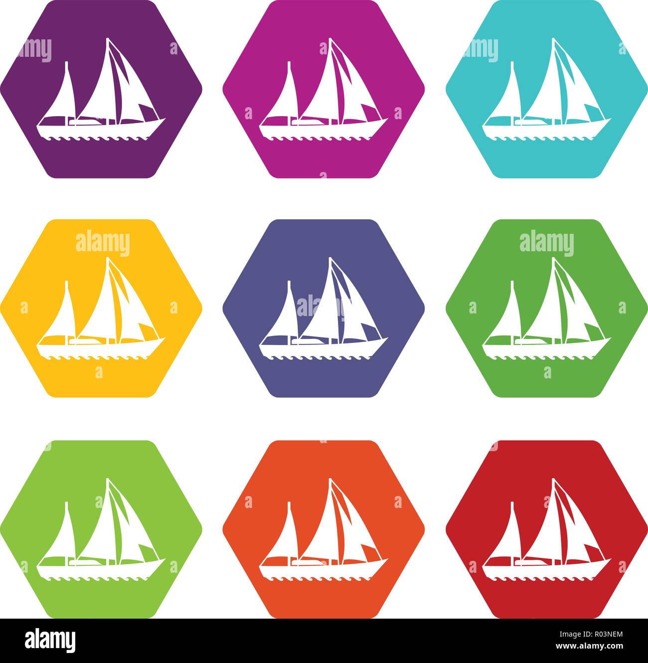 Sailing ship icons set 9 vector Stock Vector Image & Art - Alamy