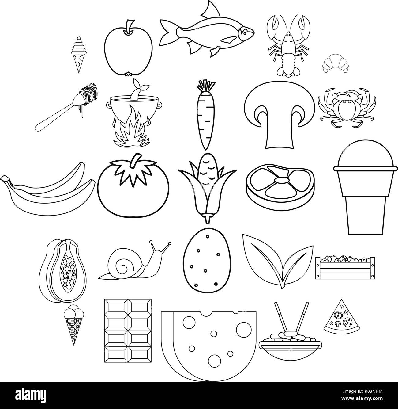 Edible icons set, outline style Stock Vector Image & Art - Alamy