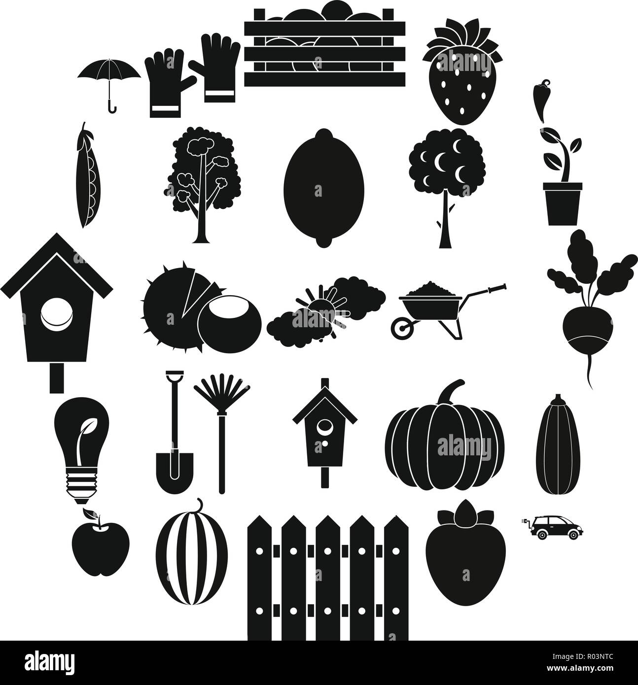 Growing vegetables and fruit shovel Stock Vector Images - Alamy