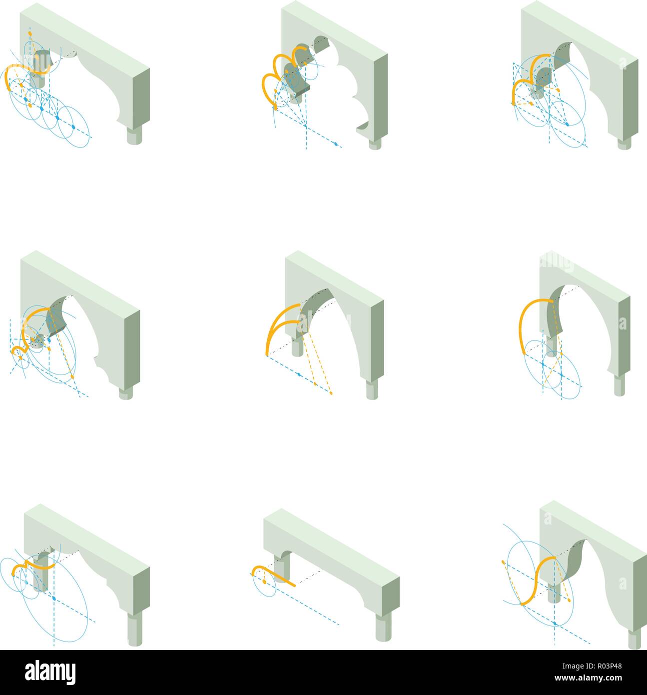Build an arch icons set, isometric style Stock Vector Image & Art - Alamy