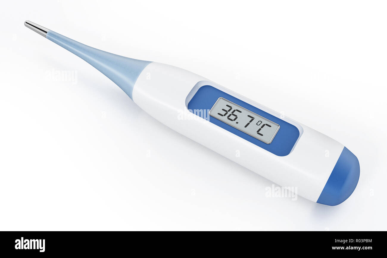 Digital thermometer isolated on white background. 3D illustration Stock Photo - Alamy