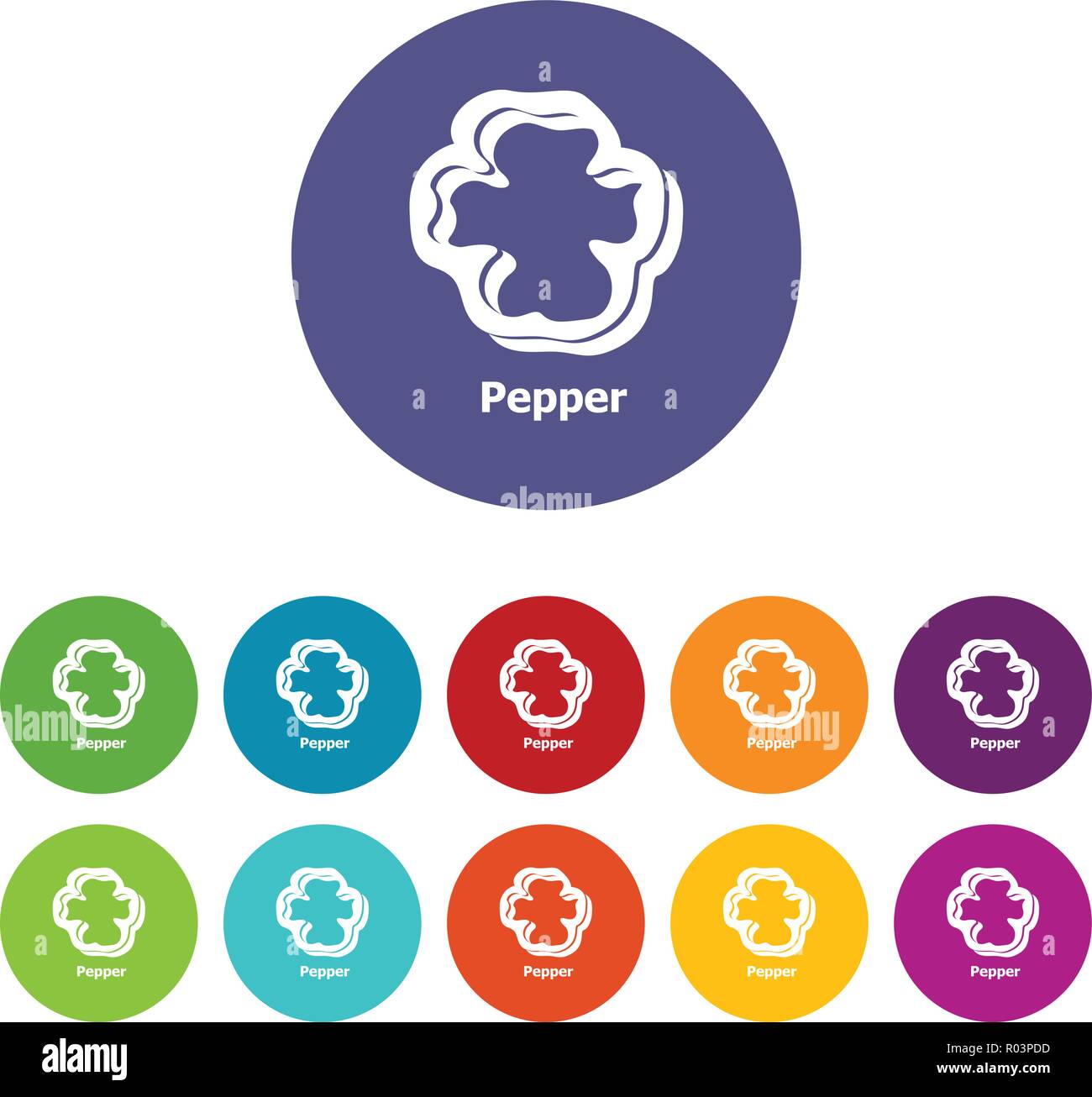 Pepper icons set vector color Stock Vector Image & Art - Alamy