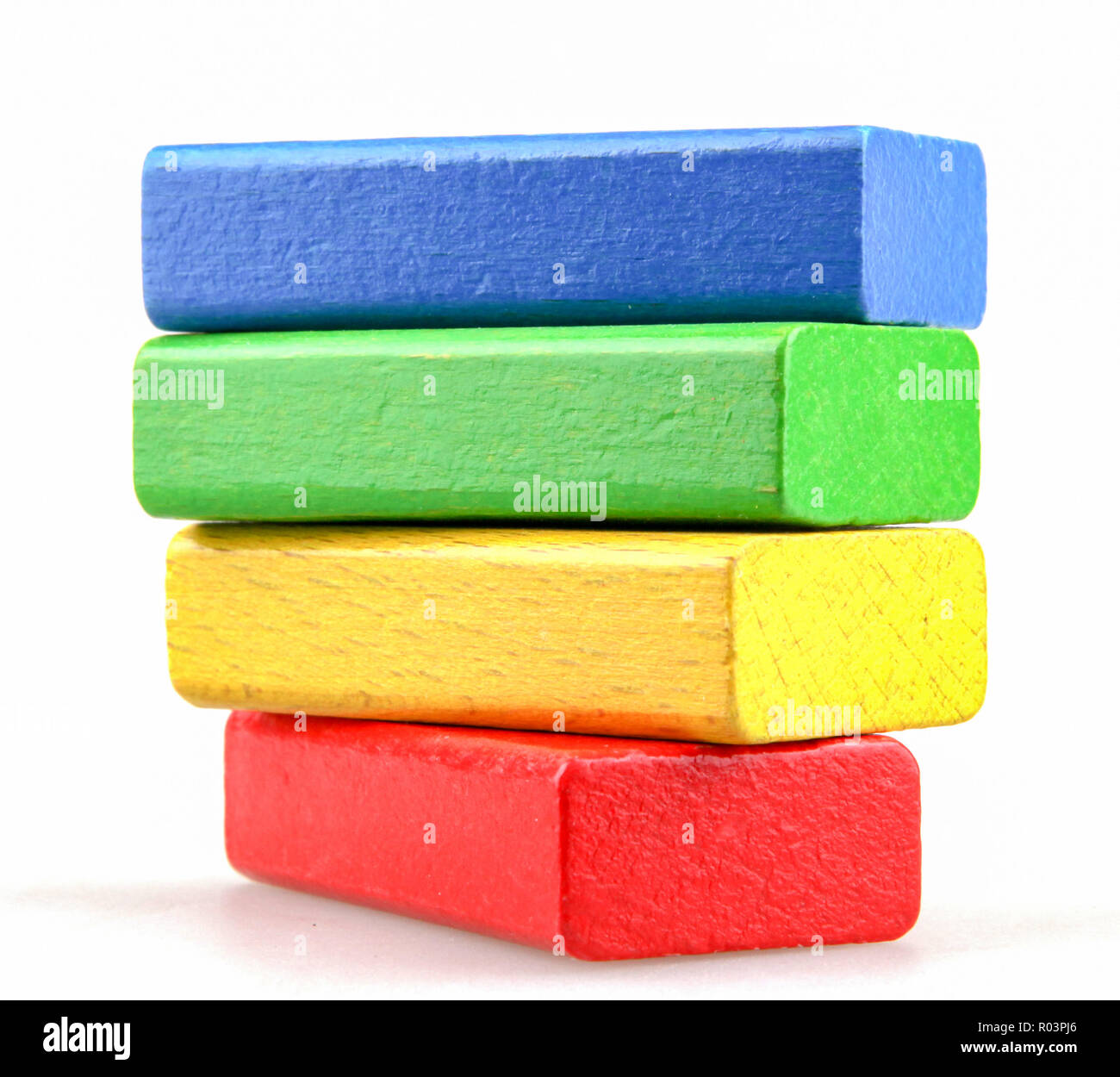Wooden Building Blocks Isolated On White Background Stock Photo - Alamy