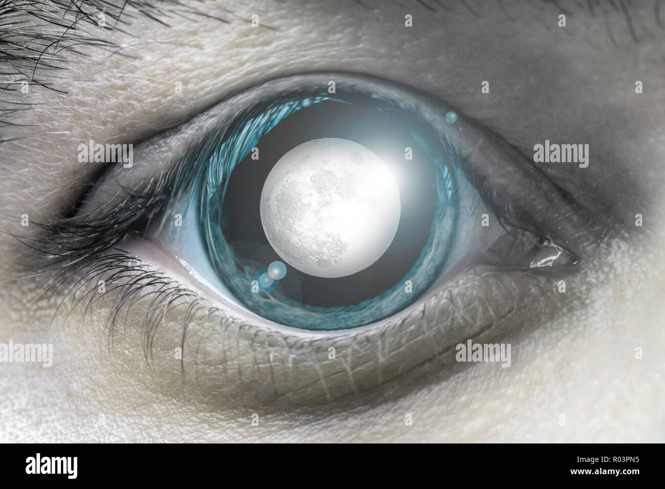 human eye close up with reflecting moon Stock Photo - Alamy