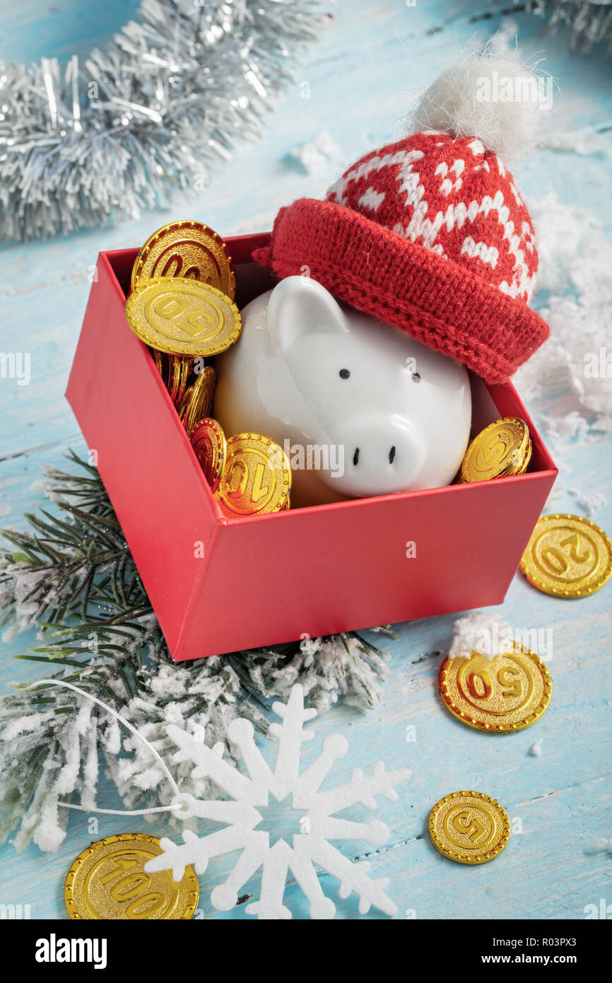 Pink christmas pig in red hi-res stock photography and images - Alamy