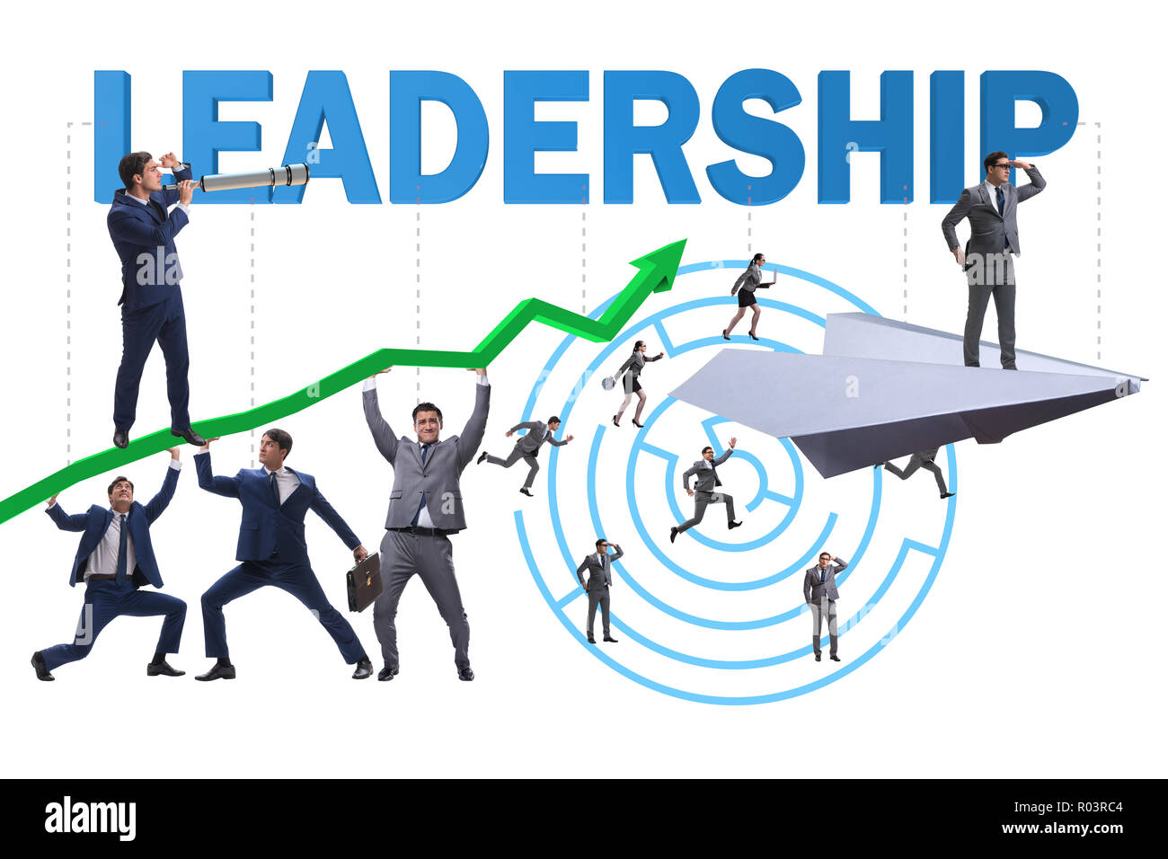 Concept of leadership with many business situations Stock Photo - Alamy