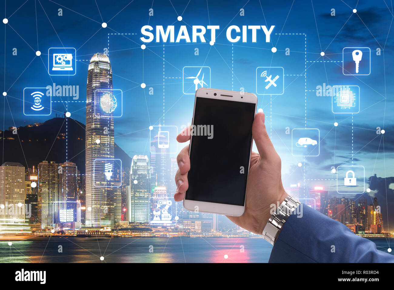 Smart city in innovation concept Stock Photo - Alamy
