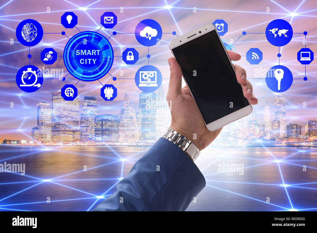 Smart city in innovation concept Stock Photo - Alamy