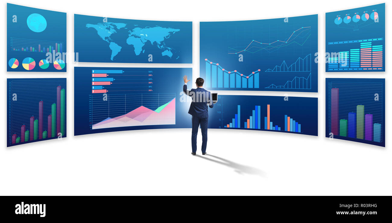 Businessman in business visualization and infographics concept Stock ...