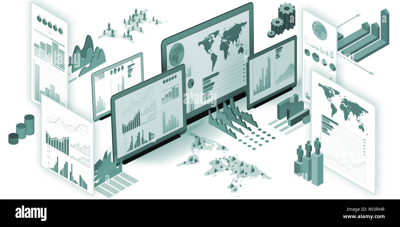 Business charts and infographics - 3d rendering Stock Photo - Alamy