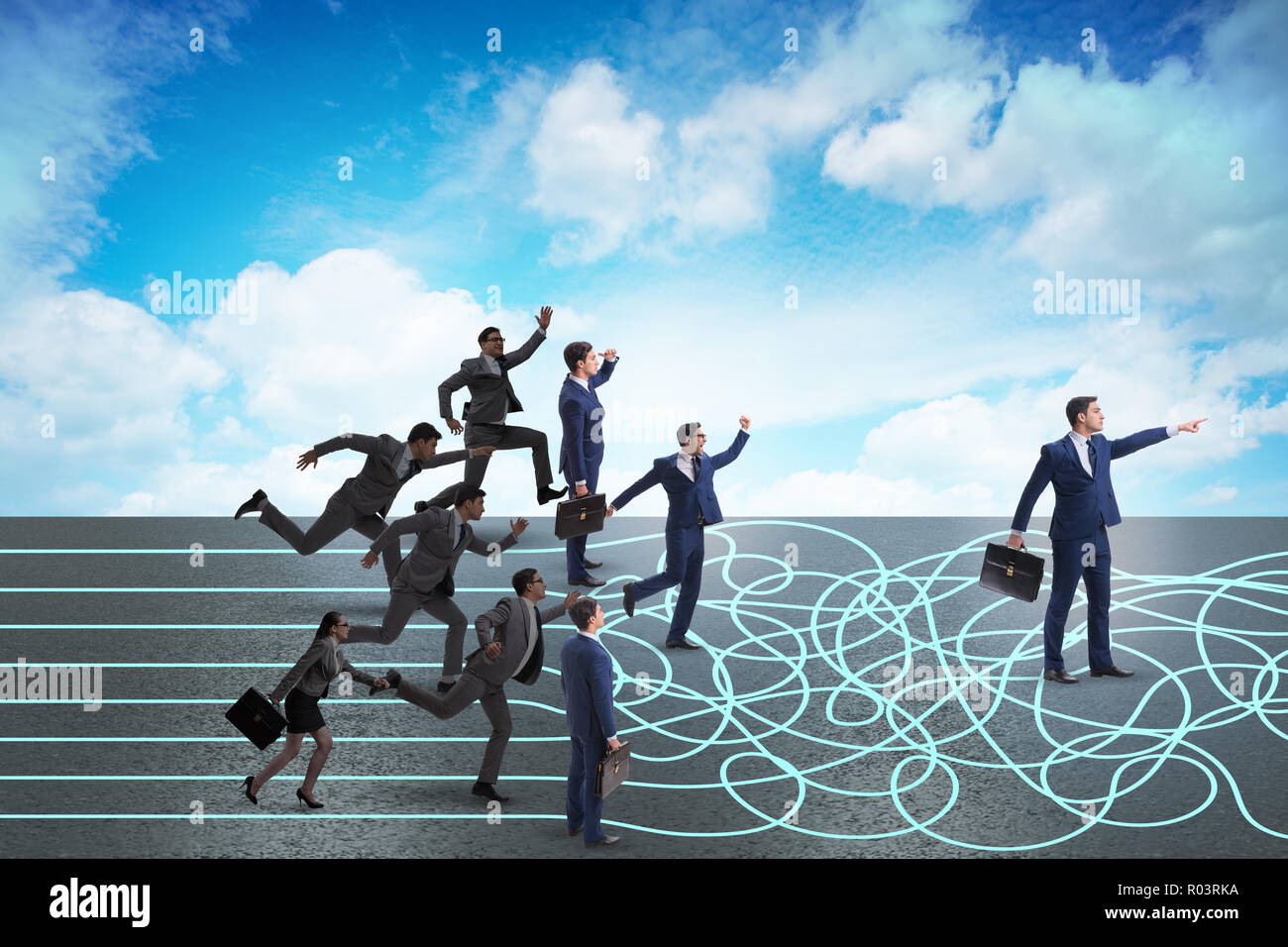 Business people in uncertainty concept Stock Photo - Alamy