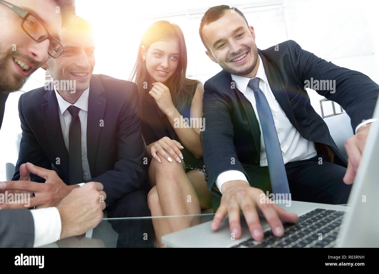 closeup.business team looking at laptop.the concept of teamwork Stock ...