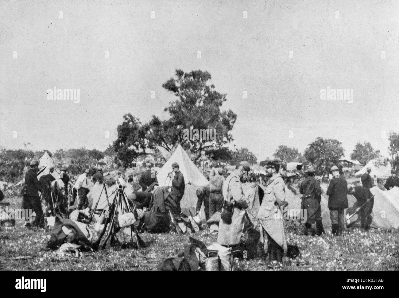 French bivouac during the Dardanelles expedition, 1915, Turkey Stock ...