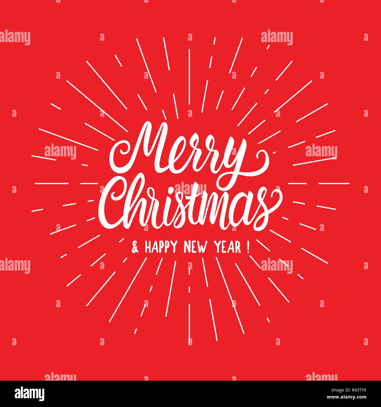 Inscription handwriting Lettering Merry Christmas Card with Vintage ...