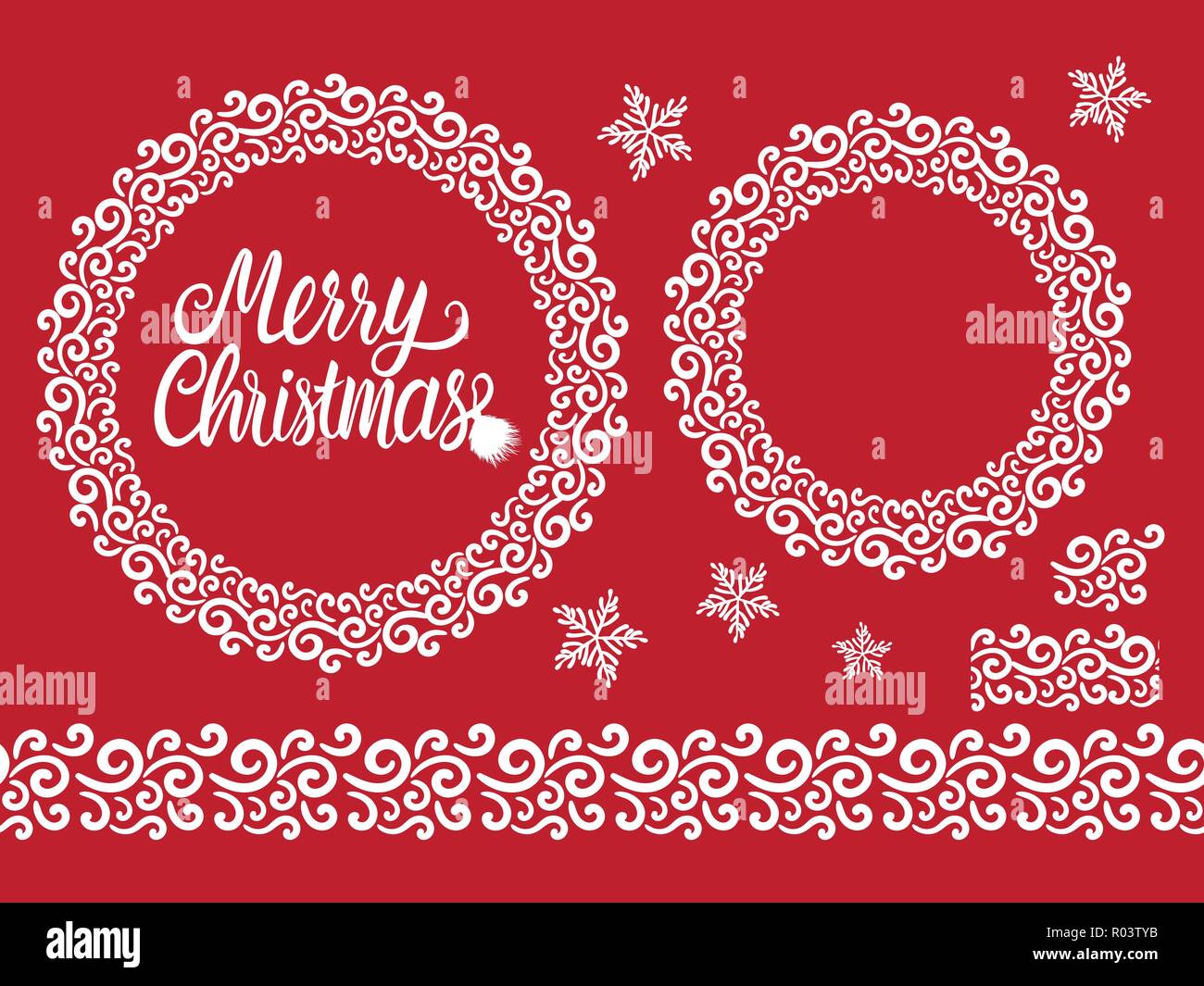 Merry Christmas White Hand Drawn Lettering Text Inscription Vector