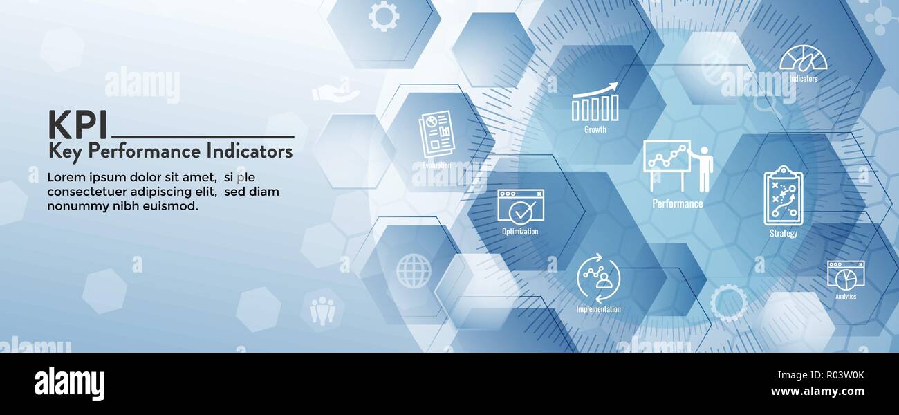 KPI w Key Performance Indicators Web Header Banner and Icon set Stock ...