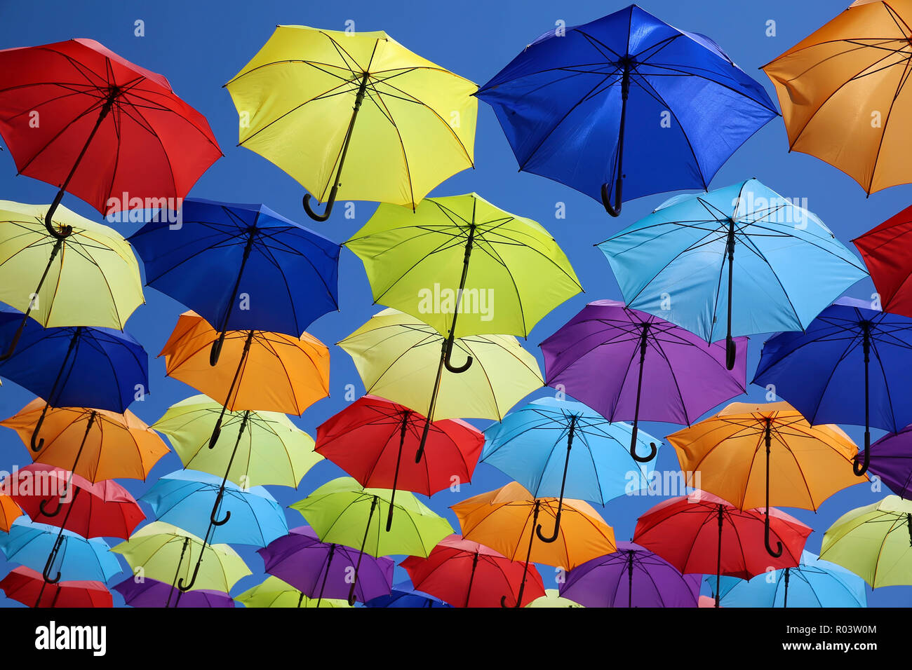 Colorful umbrellas background. Street decoration Stock Photo - Alamy