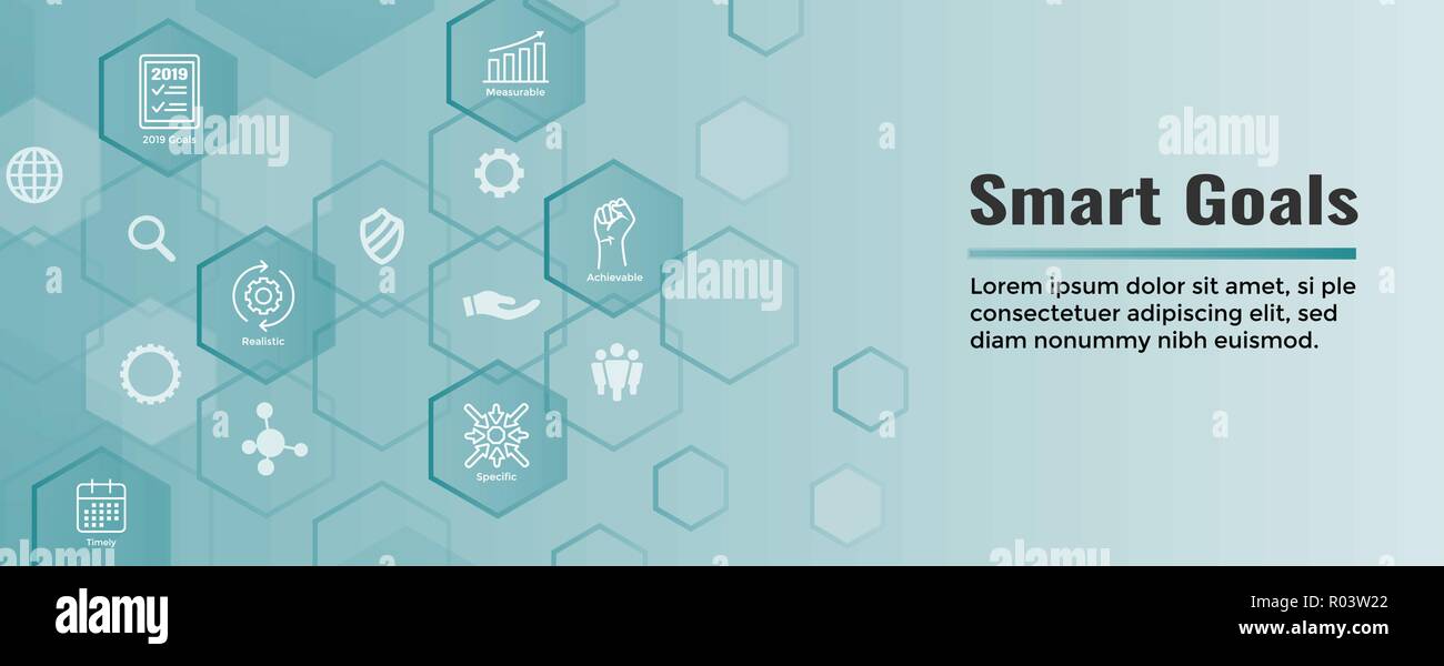 2019 SMART Goals Vector graphic w various Smart goal keywords Stock ...