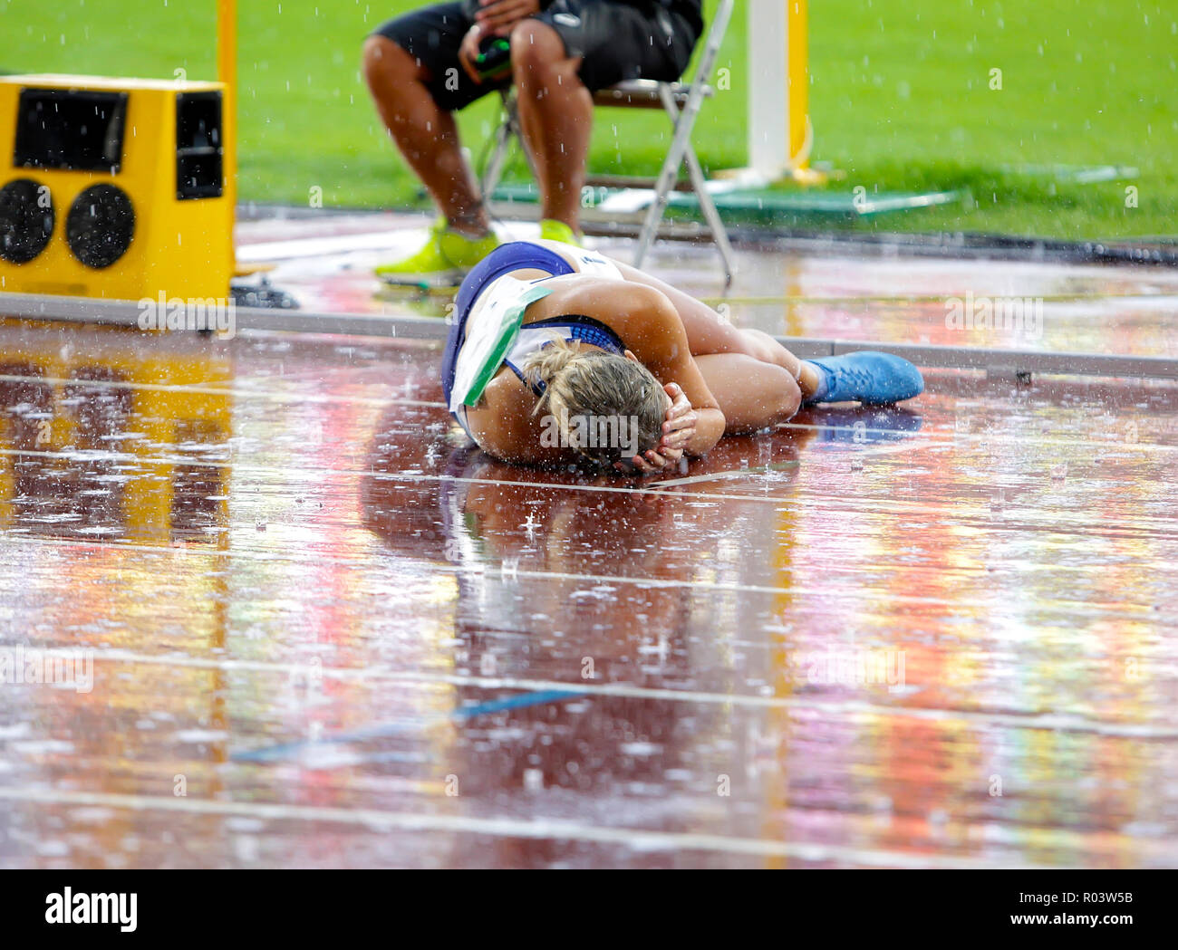 Athlete after hard run Stock Photo - Alamy