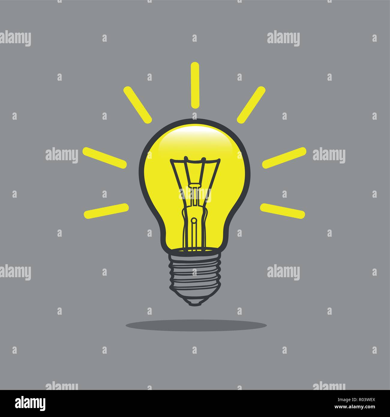 light bulb with rays shine energy and idea symbol vector illustration ...