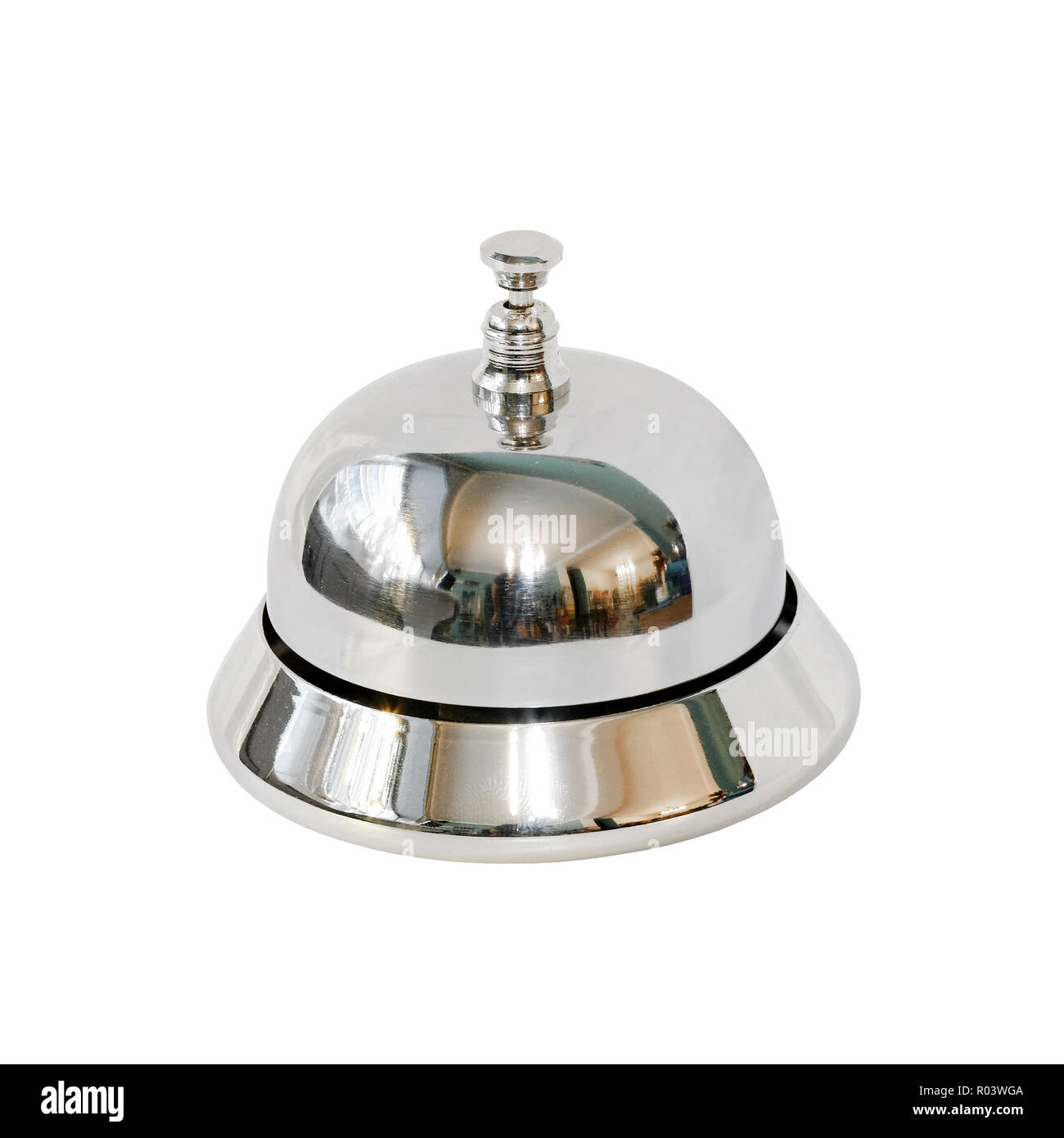 Retro silver reception bell isolated with clipping path included Stock ...