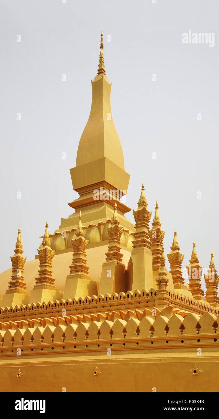 Pha That Luang temple in Vientiane. Laos Stock Photo - Alamy