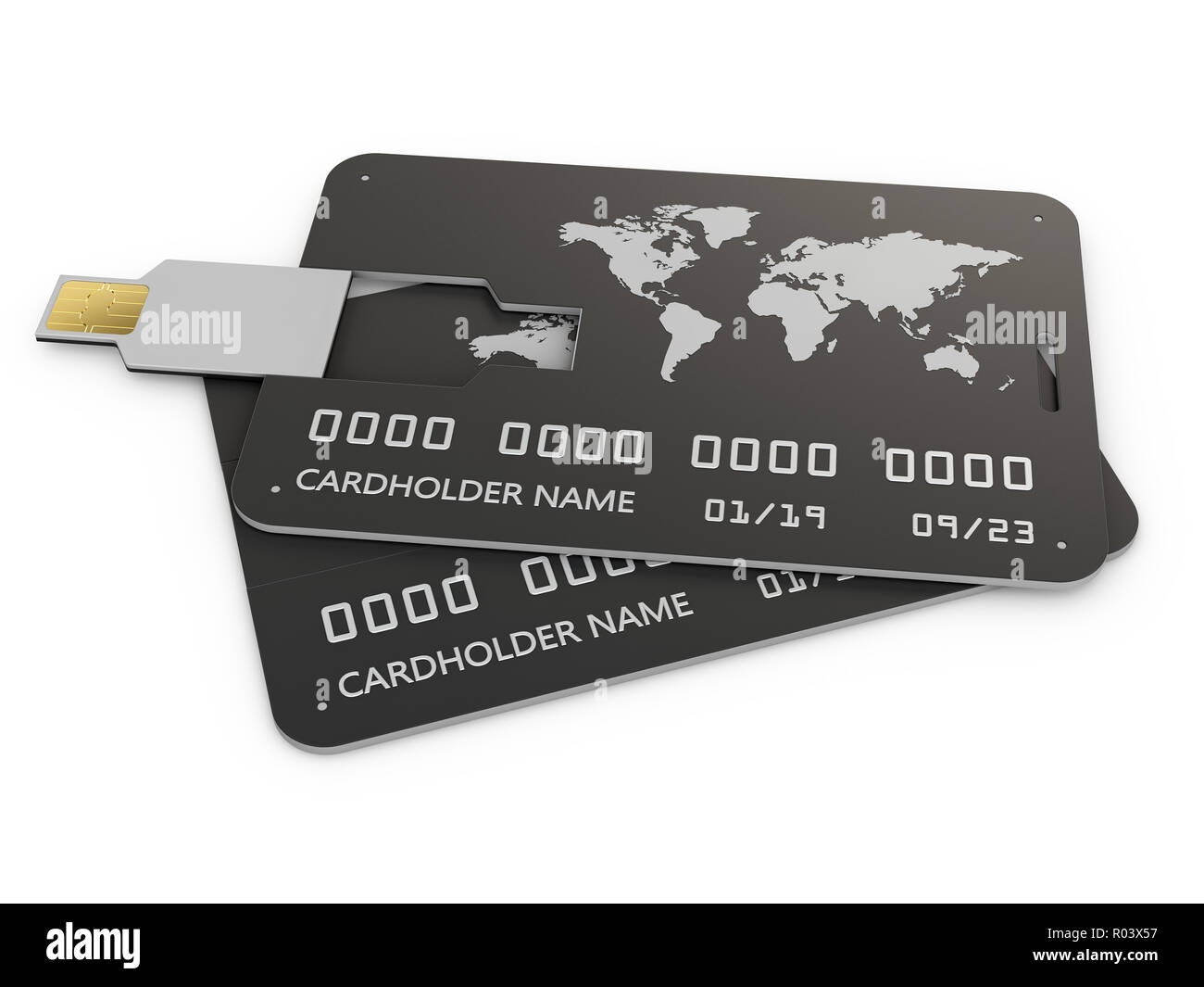 3d Illustration of USB flash card corporate identity, isolated white ...