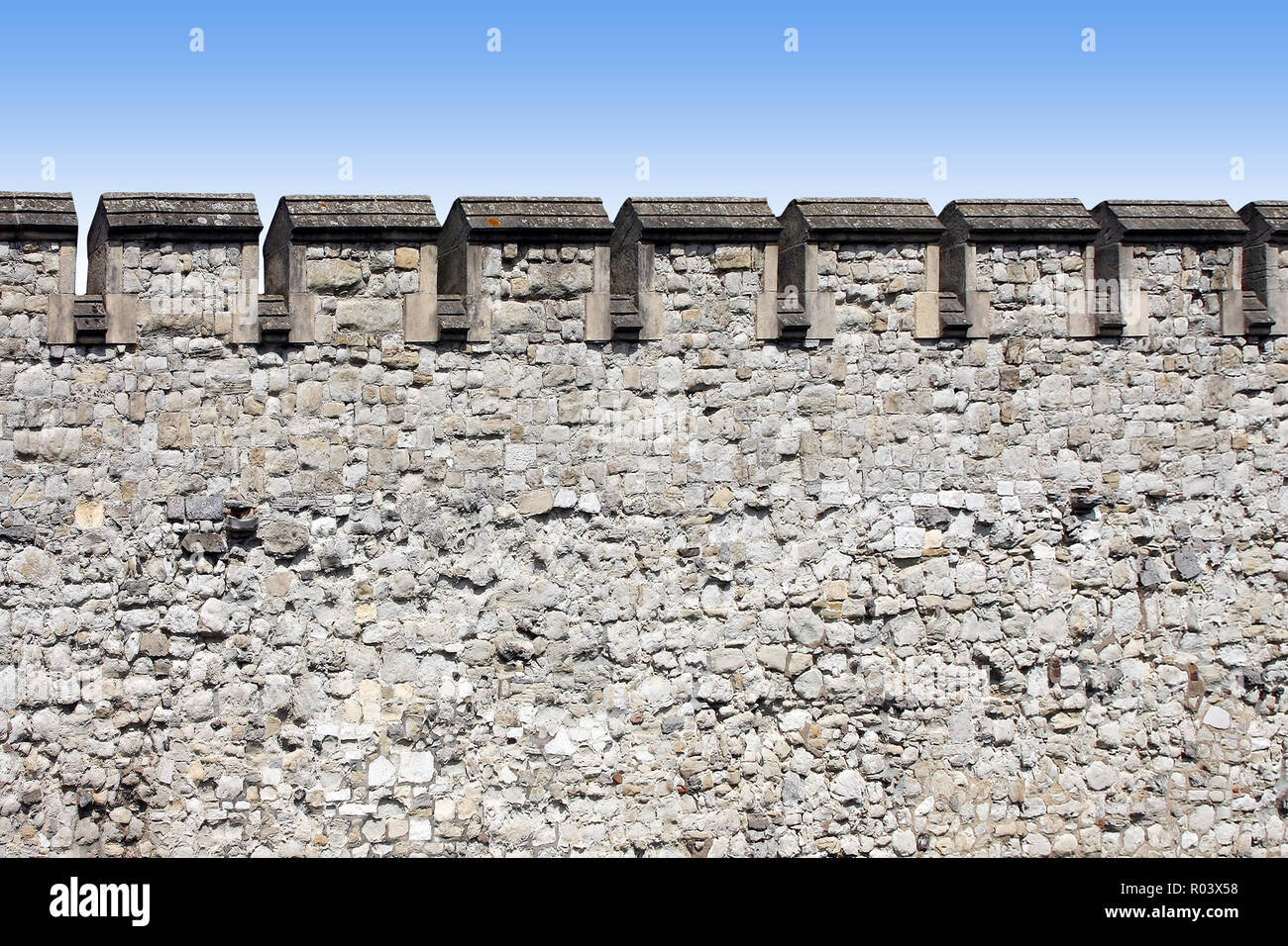 Detail of tall ancient fortress stone wall Stock Photo - Alamy