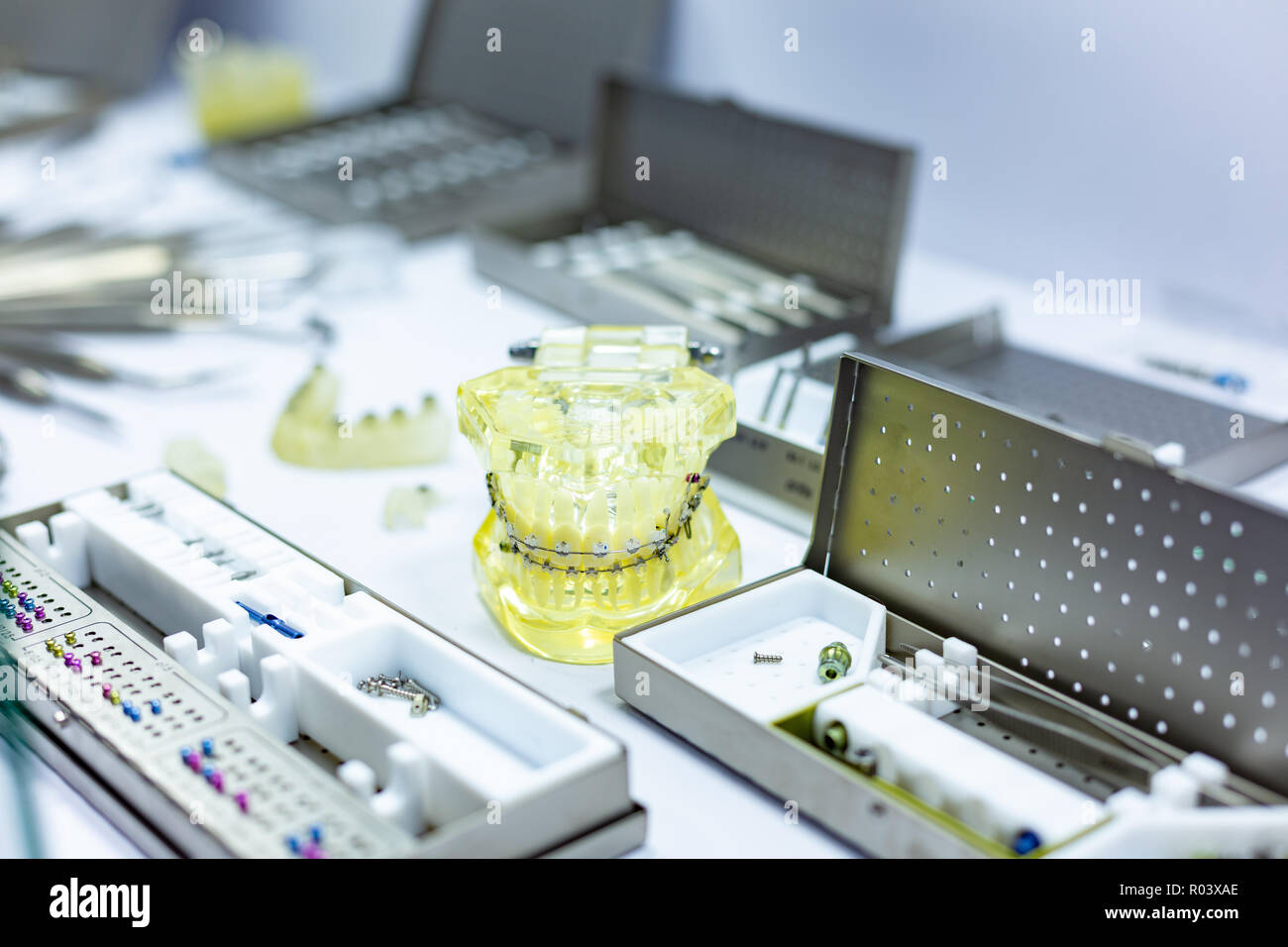 System of dental brackets at dentist office Stock Photo - Alamy