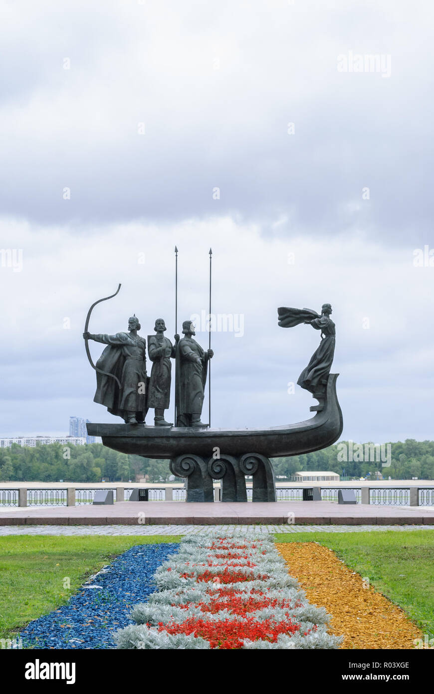 KYIV, UKRAINE -€“ JULY 14, 2018: Monument in honor of the founders of ...