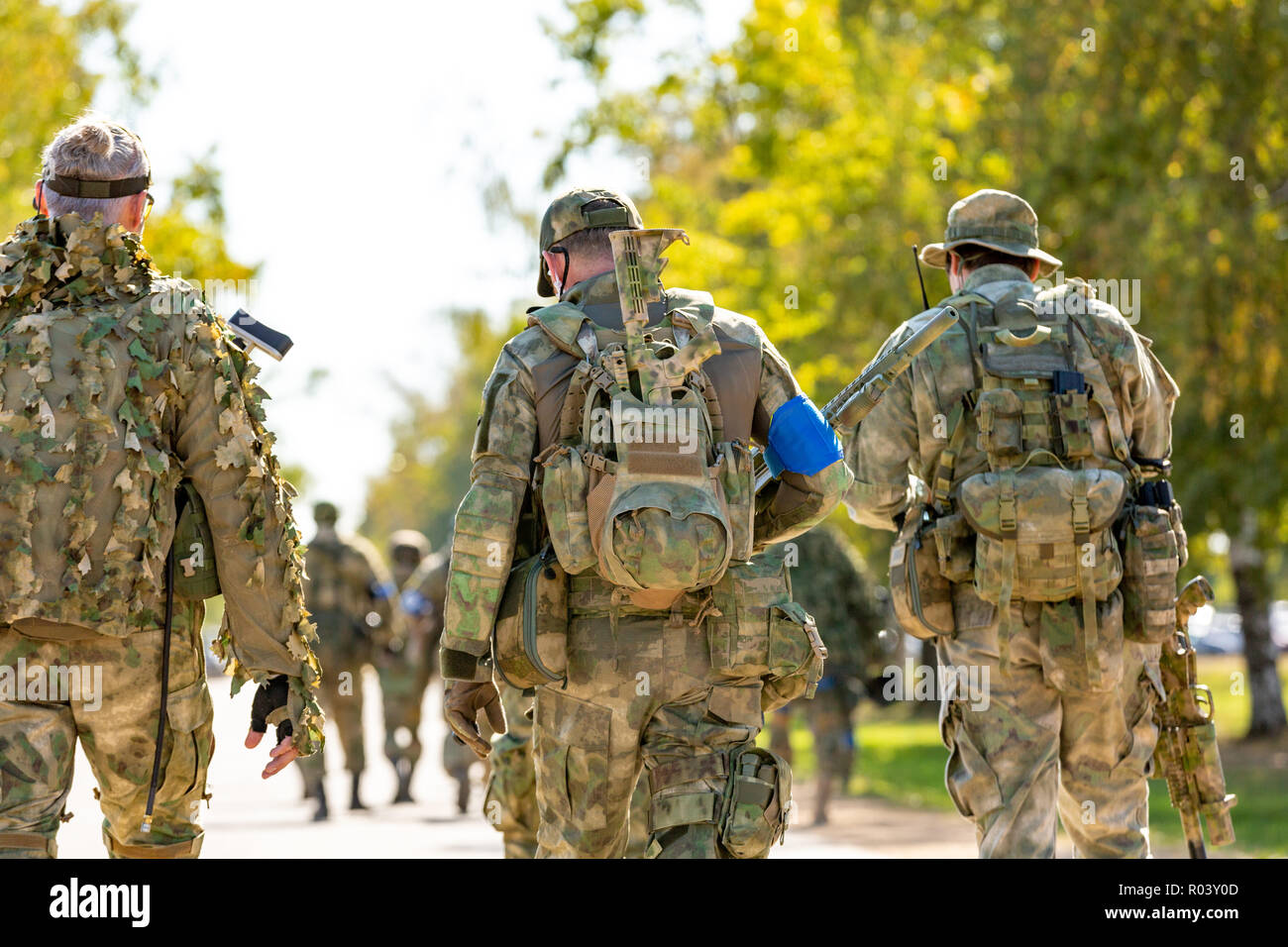 group of soldiers on the Outdoor on army exercises. war, army ...