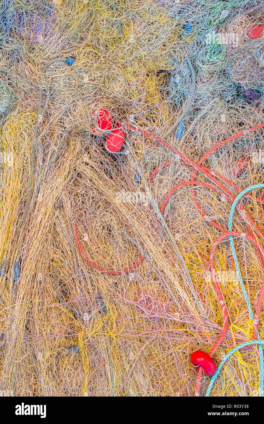 fishing net with red floats Stock Photo - Alamy