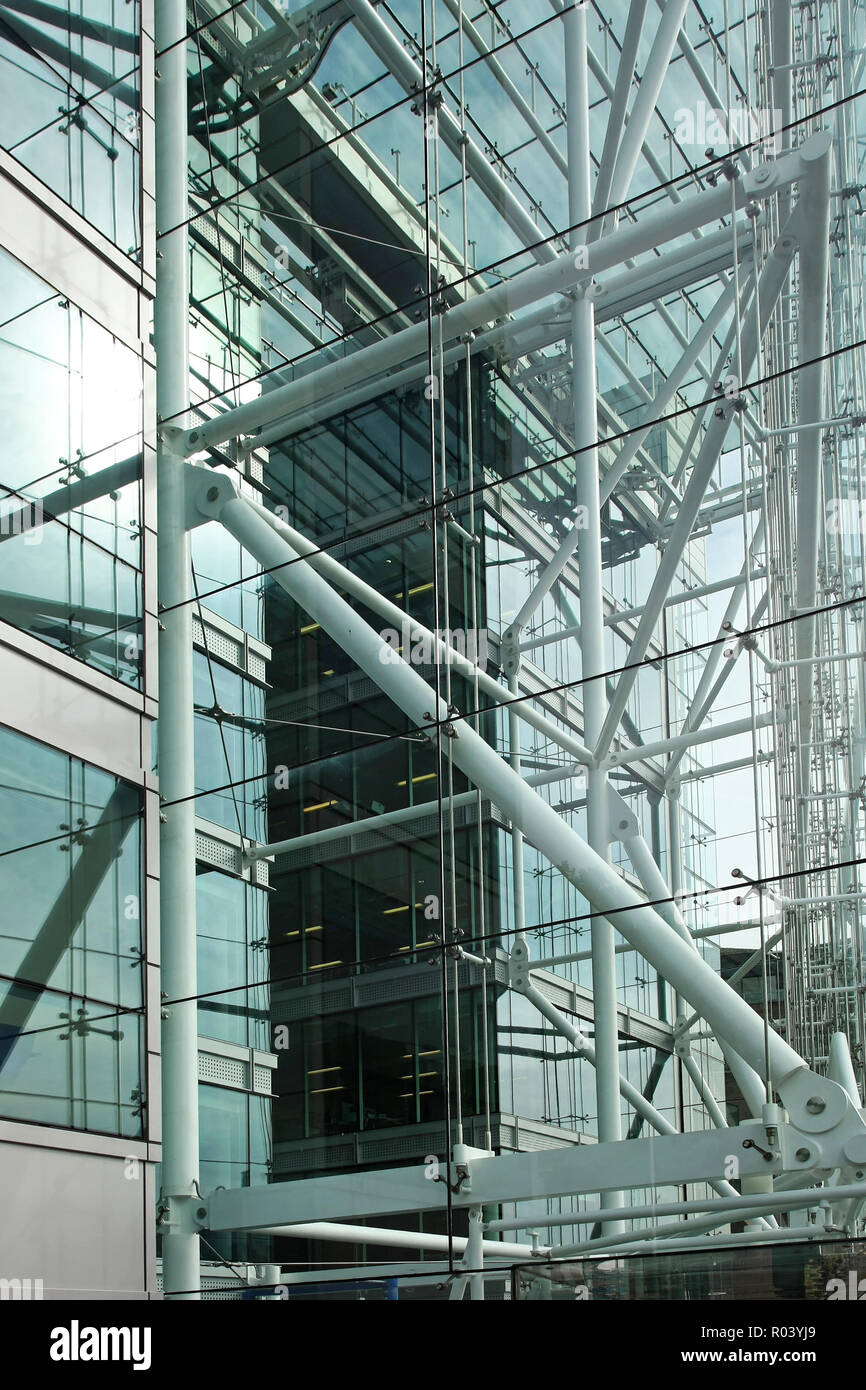 Glass and steel structure at modern building Stock Photo - Alamy